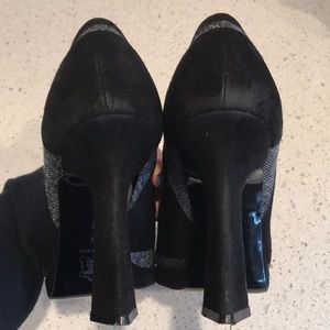 Richard Tyler | Shoes | Richard Tyler Black Suede Tweed Peeptoe Heels ...